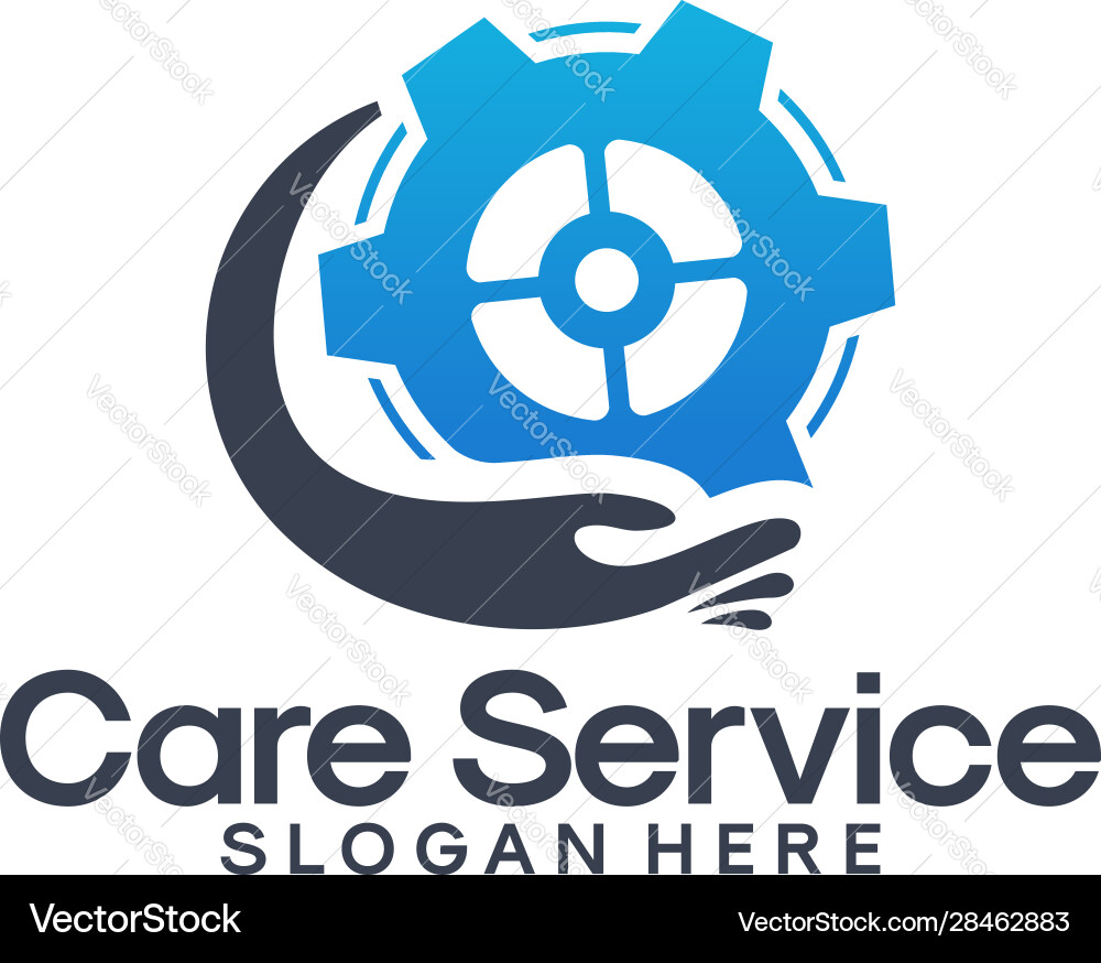 Care service logo designs gear Royalty Free Vector Image