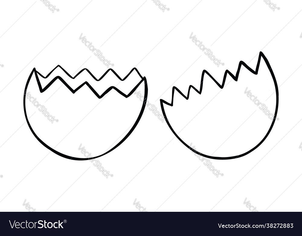 Cartoon broken eggshell Royalty Free Vector Image