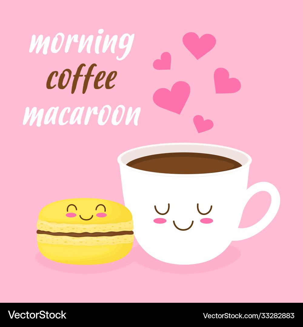 Cute cartoon coffee cup isolated on pink Vector Image