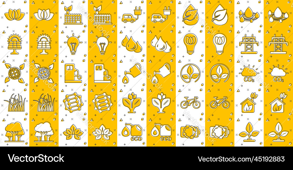 Eco environment icons set in comic style ecology Vector Image