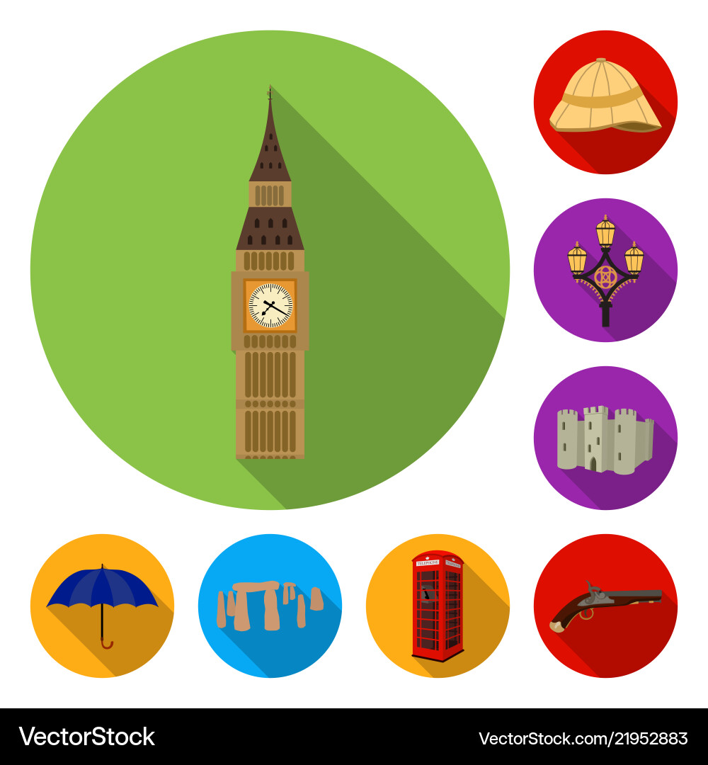 England country flat icons in set collection Vector Image