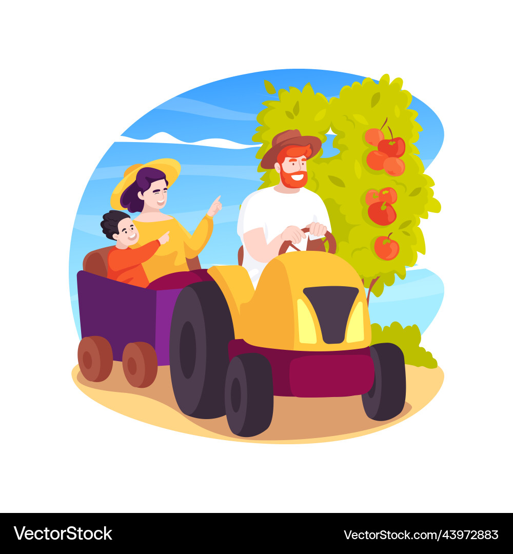 Farm tractor train ride isolated cartoon Vector Image