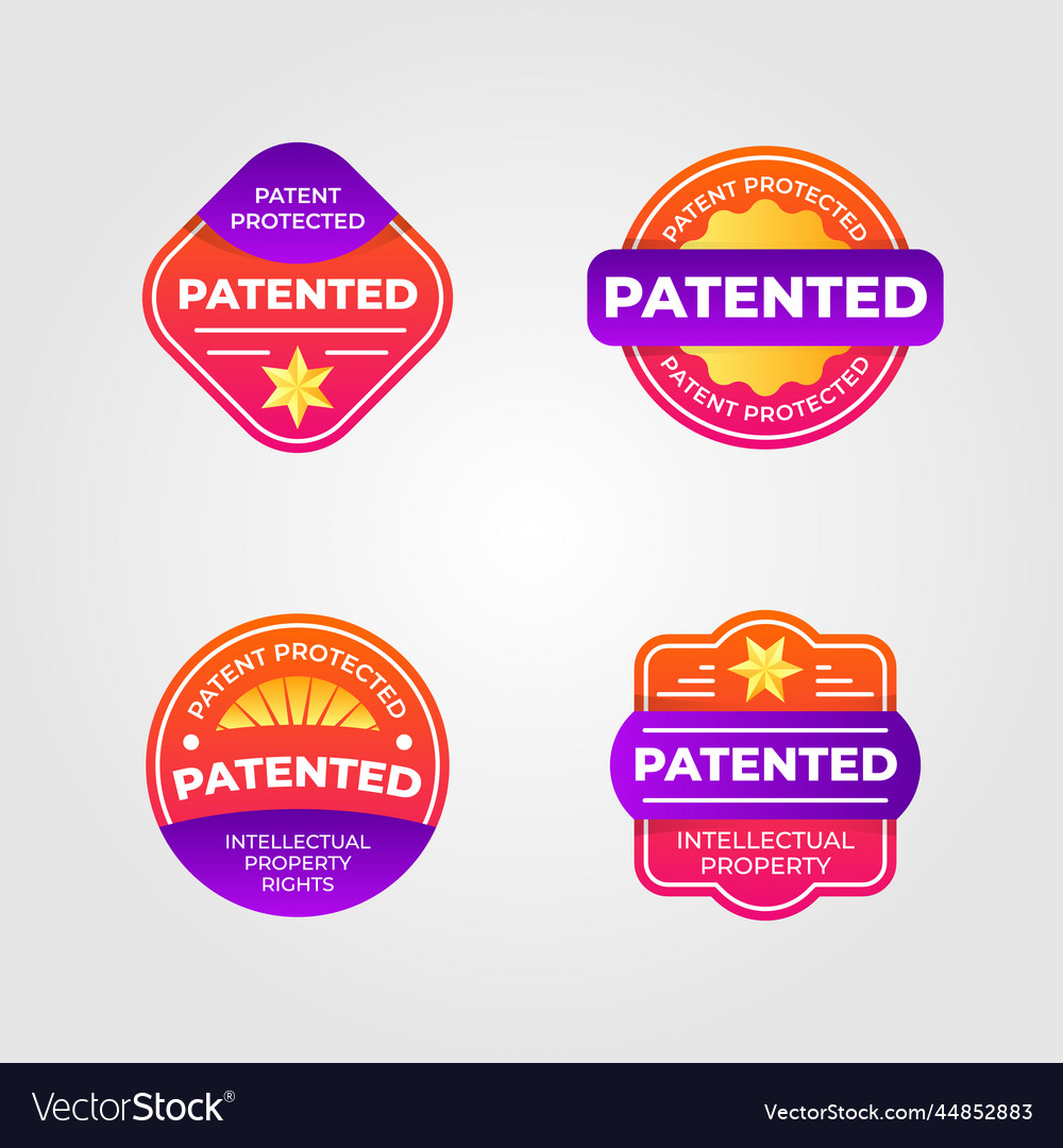 Gradient patented label set Royalty Free Vector Image