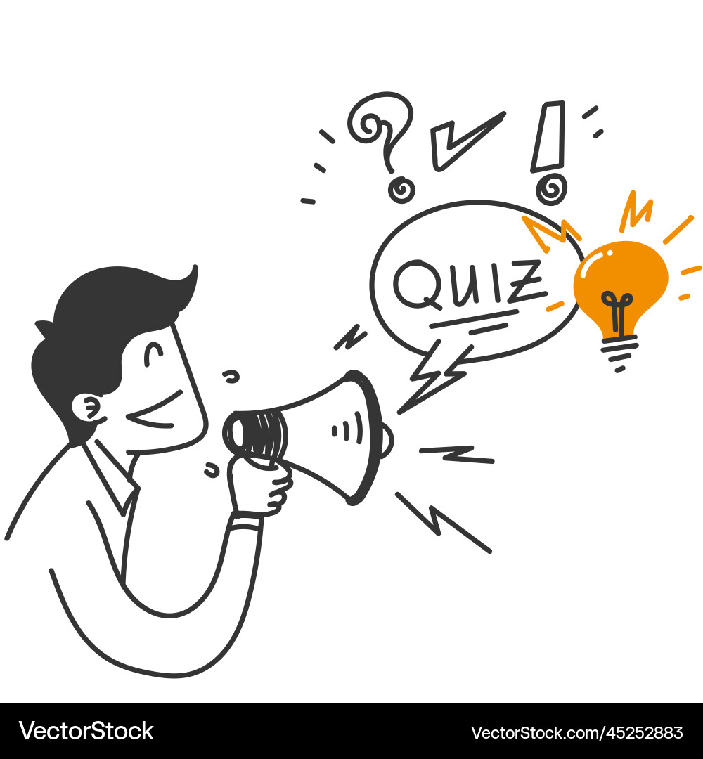 Hand drawn doodle person in megaphone shouting Vector Image