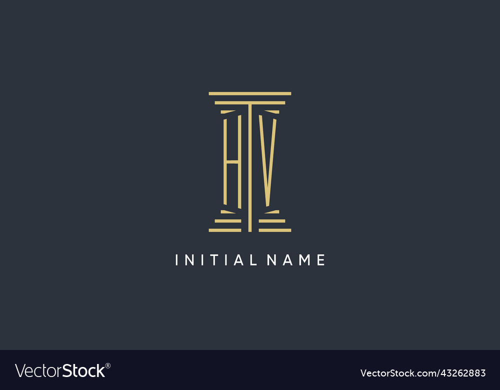 Hv initial monogram with pillar shape logo design Vector Image