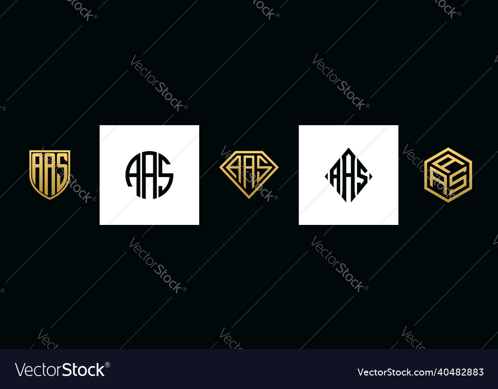 Initial letters aas logo designs bundle Royalty Free Vector