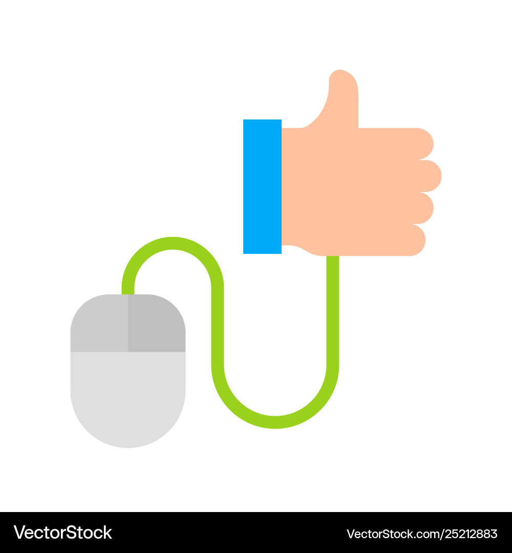 Mouse with thump up digital marketing flat style Vector Image