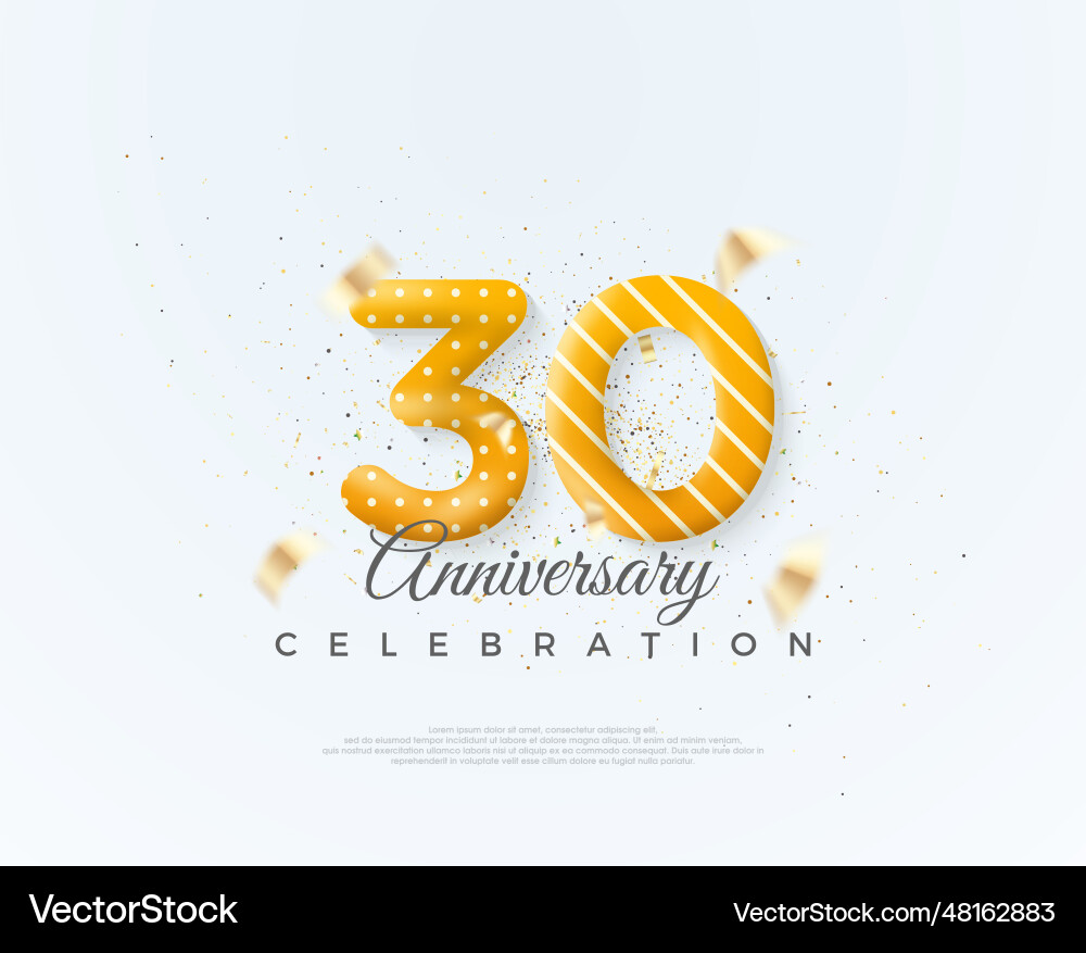 Number 30th for anniversary celebration Royalty Free Vector
