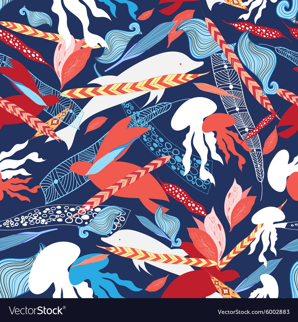 Pattern sea creatures Royalty Free Vector Image