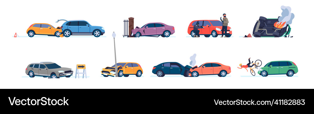 Road traffic accident dangerous situations Vector Image