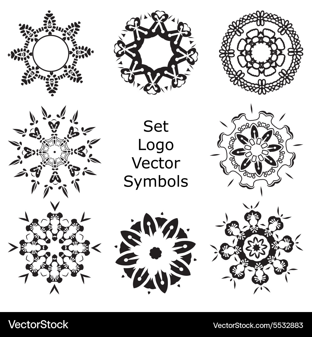 Set hand drawing entangle mandala logo symbols Vector Image