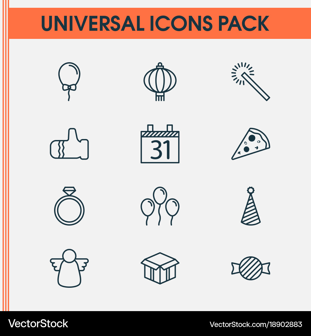 Year icons set with traditional lamp open Vector Image