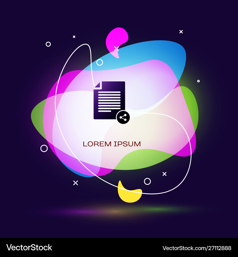 Black share file icon isolated on dark blue Vector Image