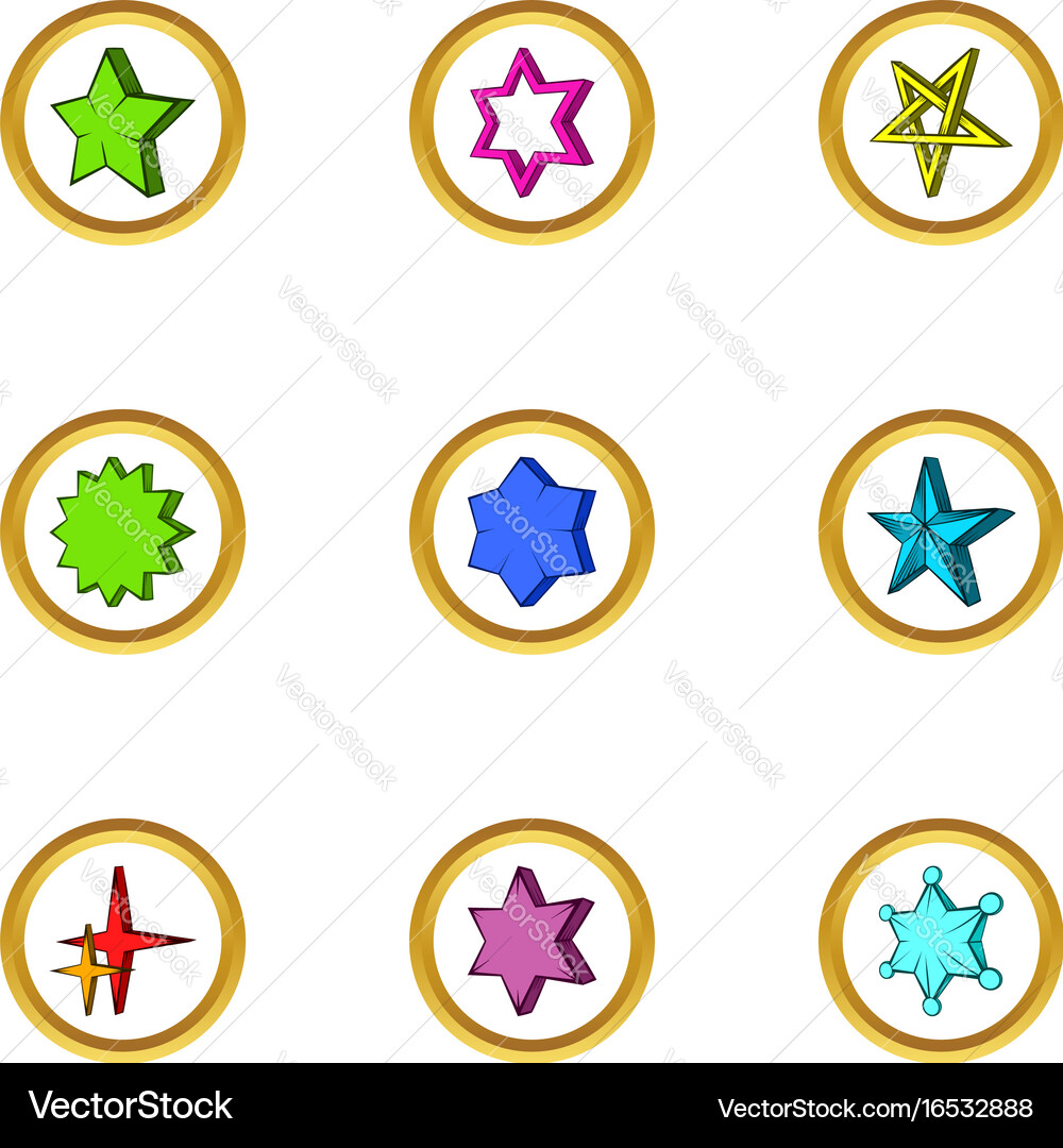 Different simple star icons set cartoon style Vector Image