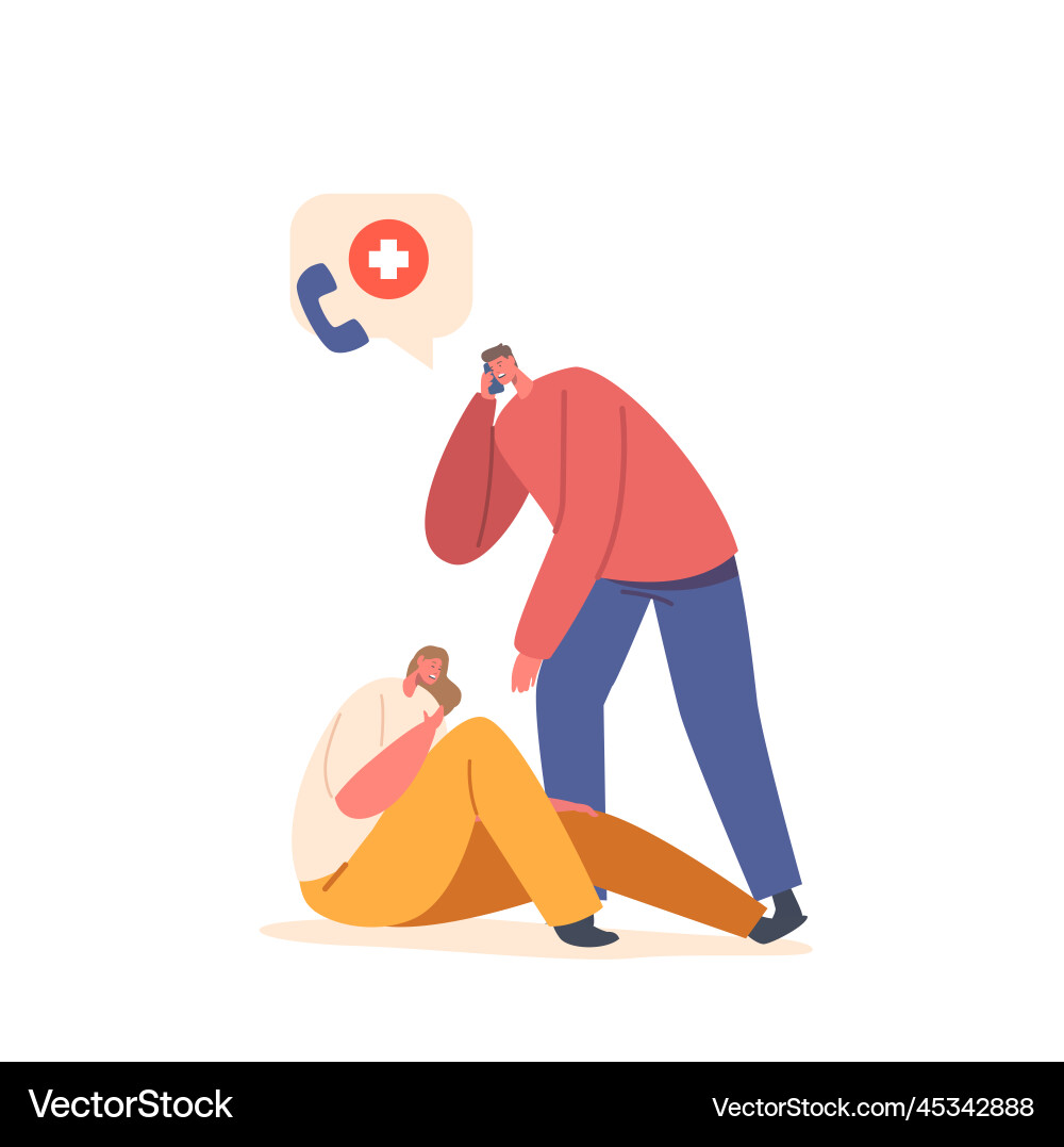 First aid concept passerby male character calling Vector Image