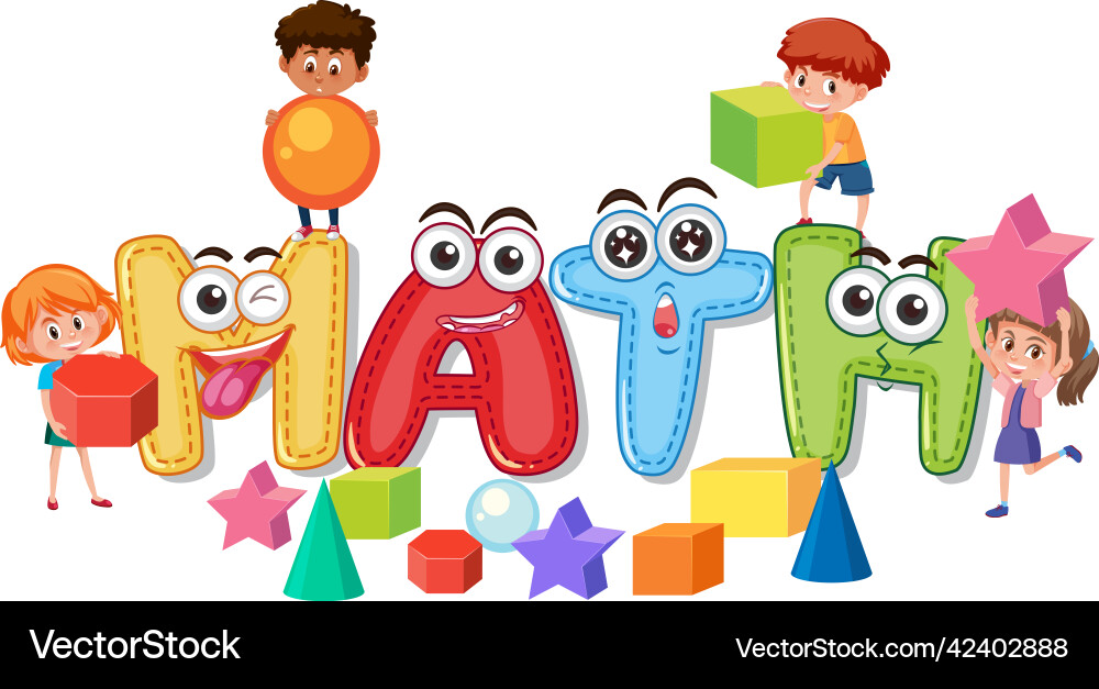 Font design for math and happy children Royalty Free Vector