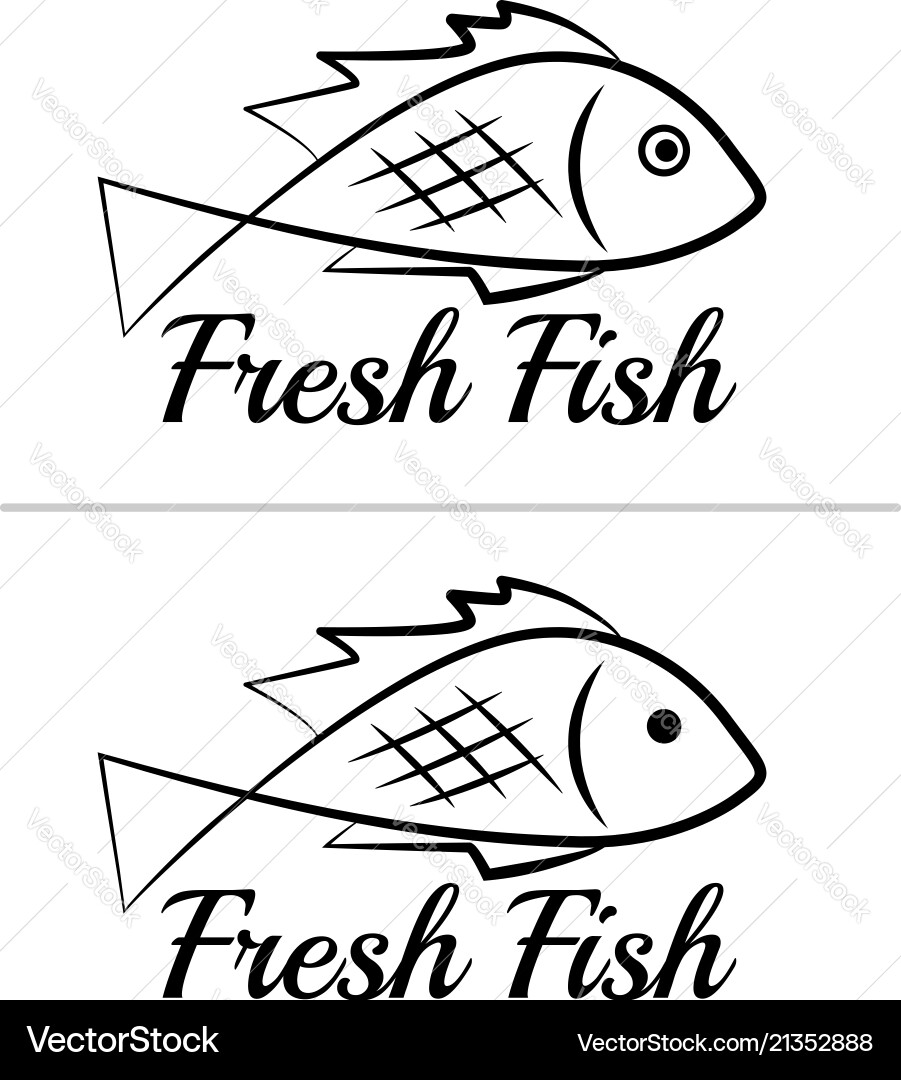 Fresh fish logo symbol sign black colored set 4 Vector Image
