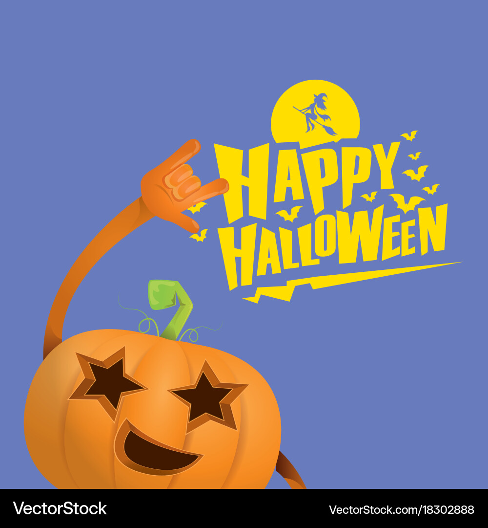 Halloween funky rock n roll style pumpkin Vector Image