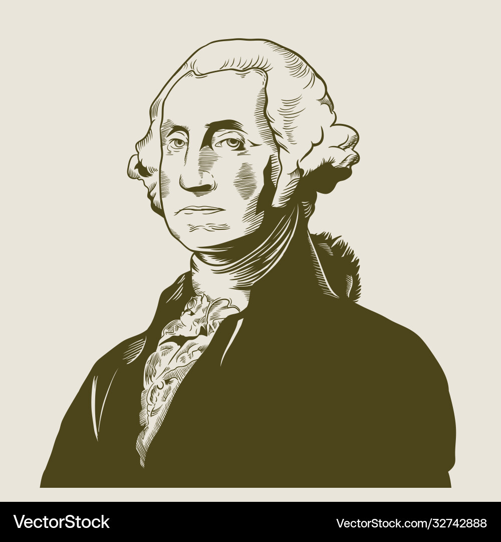 Hand drawn portrait george washington Royalty Free Vector