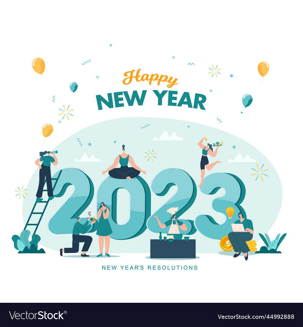 Happy new year 2023 2023 goals and resolutions Vector Image