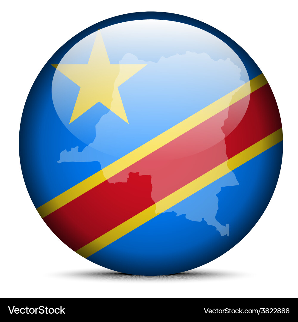 Map on flag button of democratic republic Vector Image