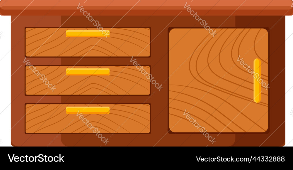 Old wooden cupboard on a white background Vector Image