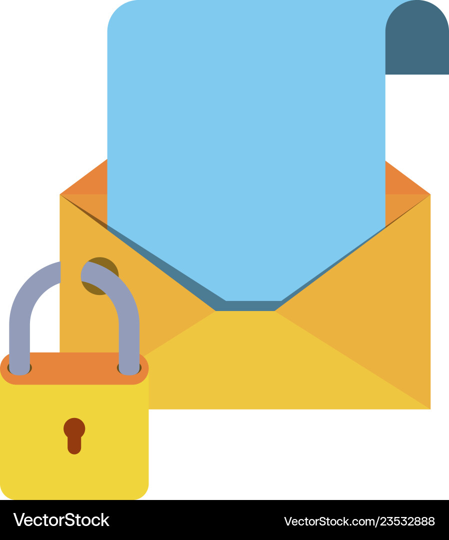 Open letter with padlock isolated icons Royalty Free Vector