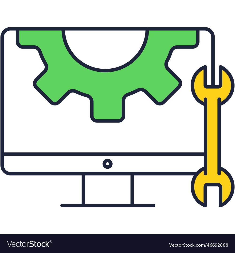 Pc computer settings icon line symbol Royalty Free Vector