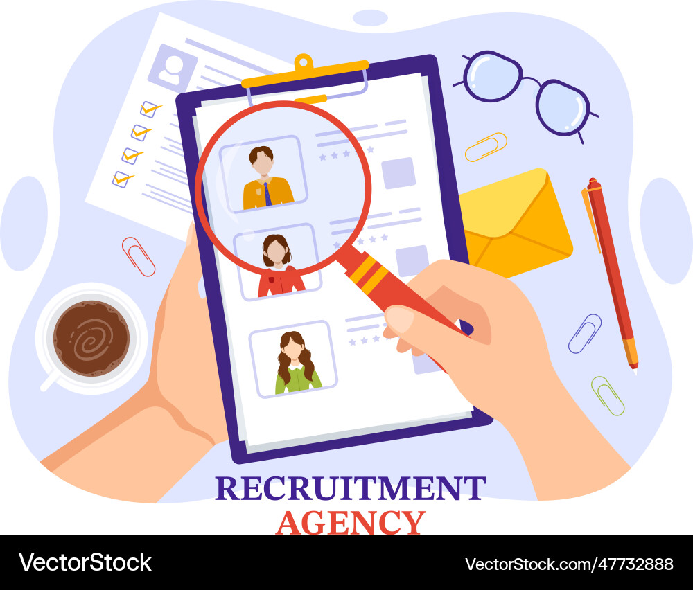 Recruitment agency with managers searching Vector Image