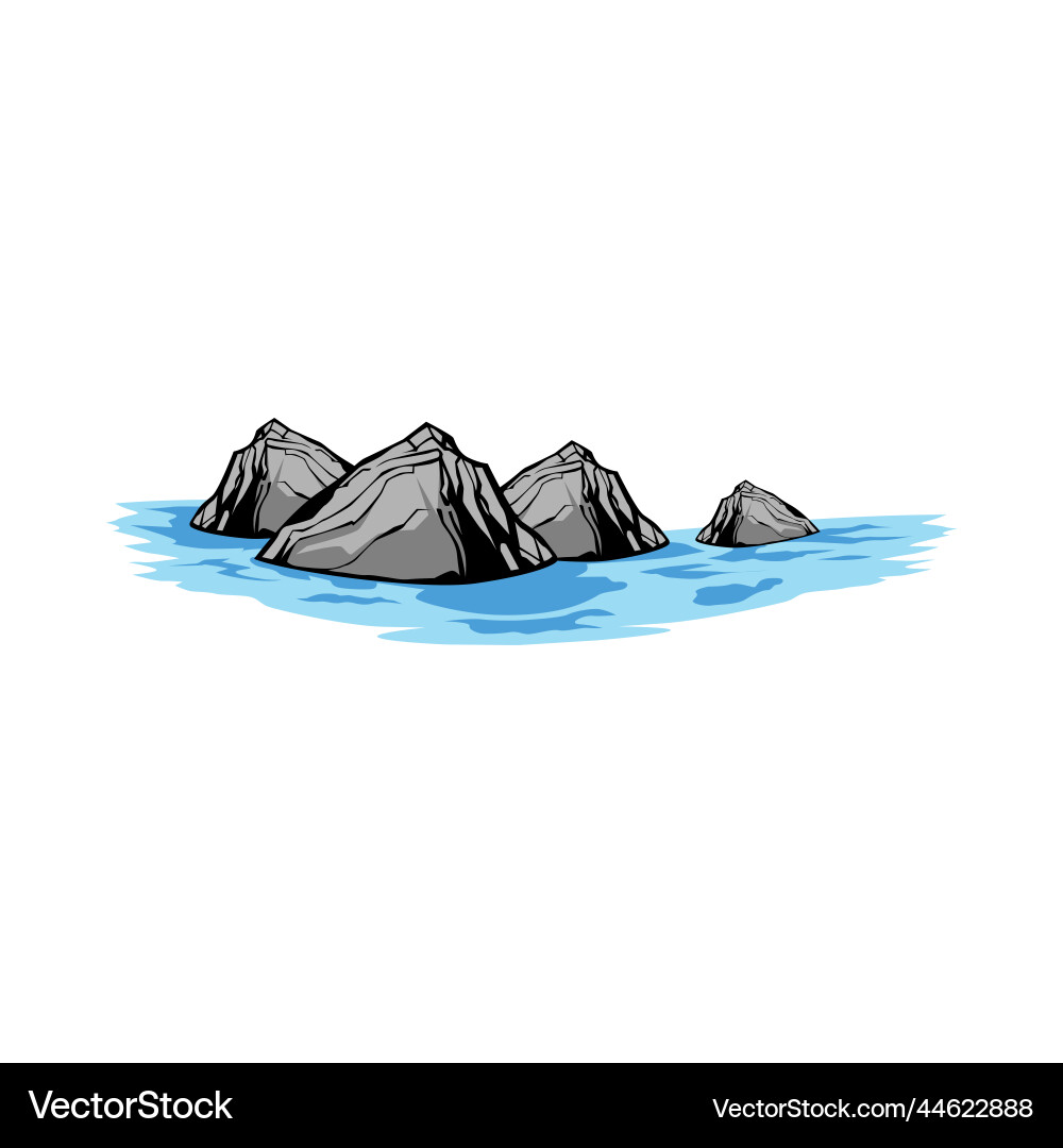Scenes of stone and river Royalty Free Vector Image