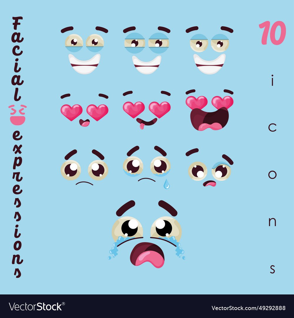 Set of different facial expression Royalty Free Vector Image