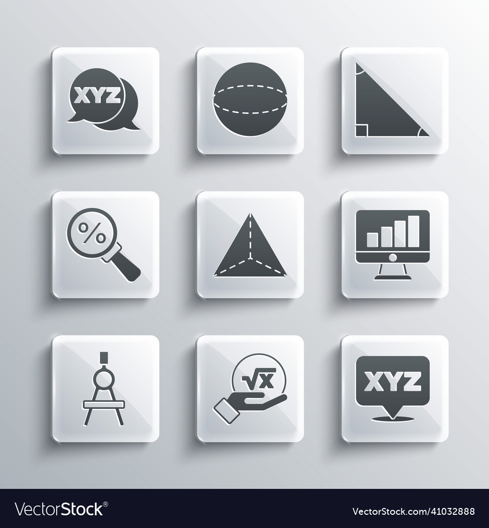 Set Square Root Of X Glyph Xyz Coordinate System Vector Image