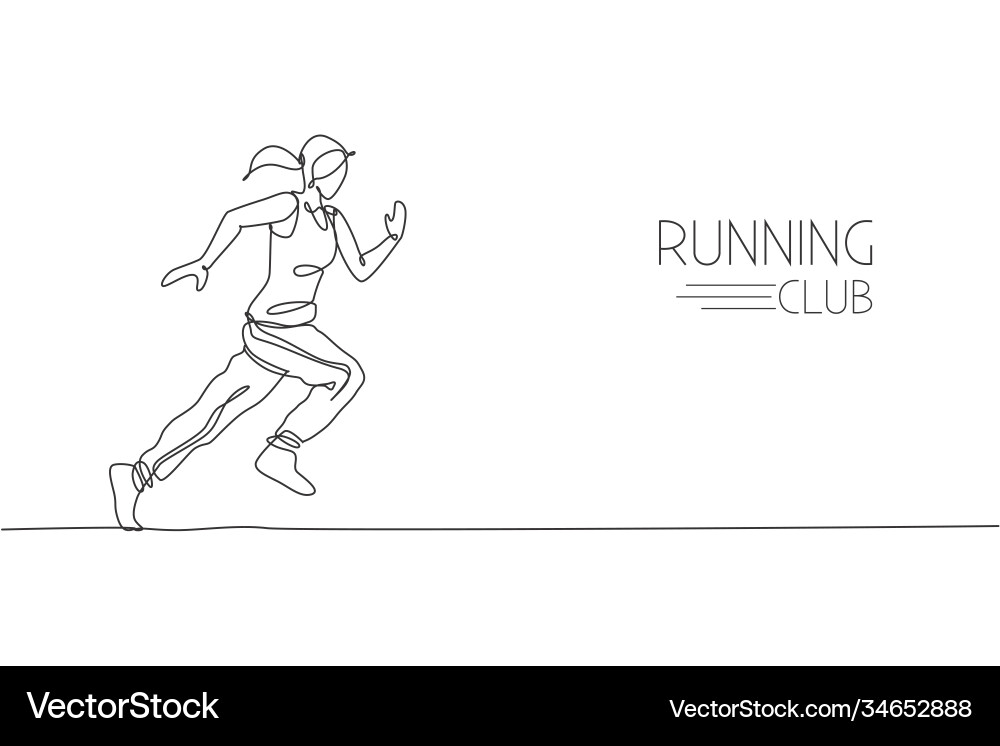 Single continuous line drawing young agile woman Vector Image