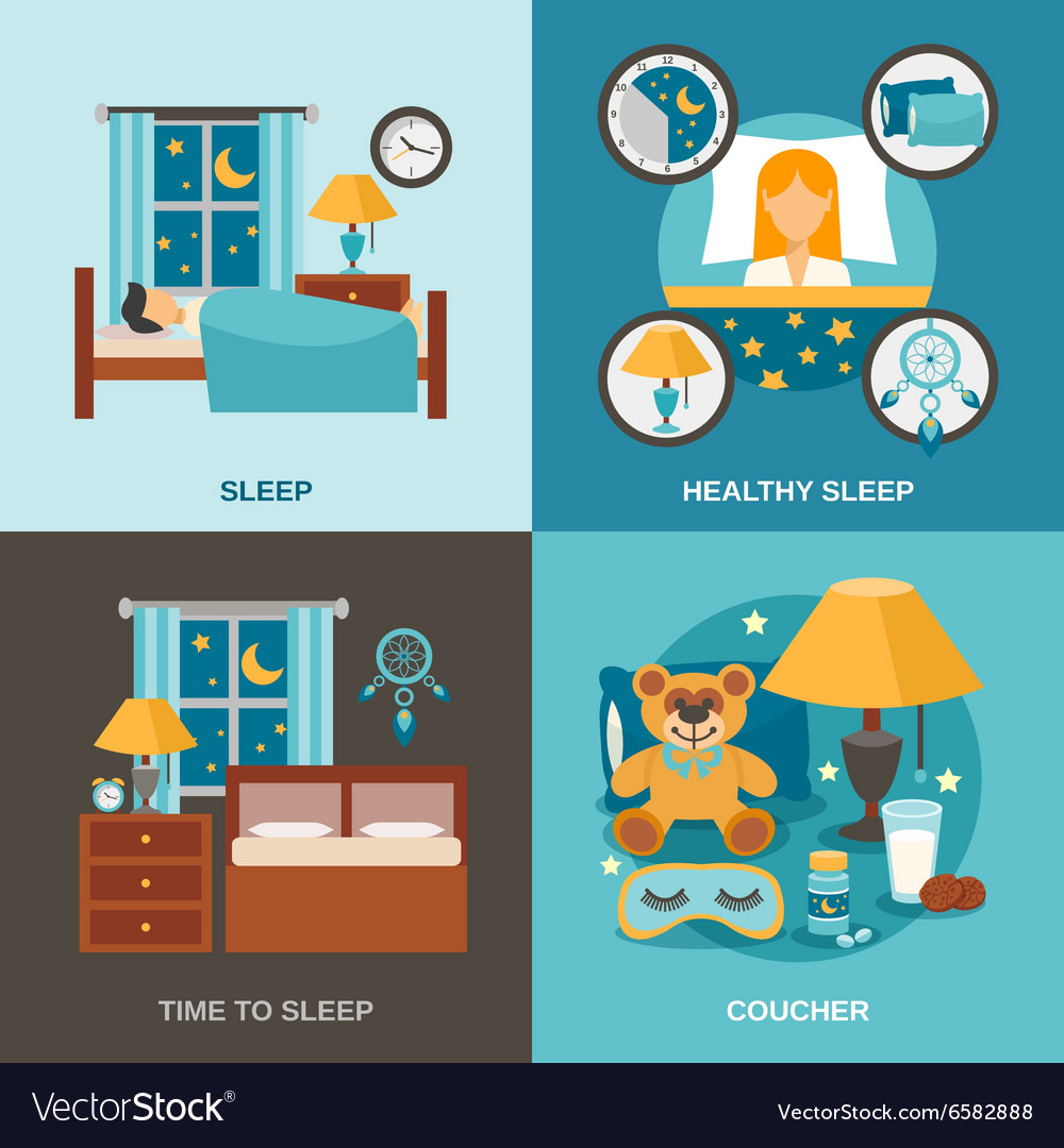 Sleep time flat Royalty Free Vector Image - VectorStock
