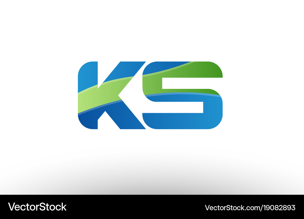 Blue green ks k s alphabet letter logo Royalty Free Vector