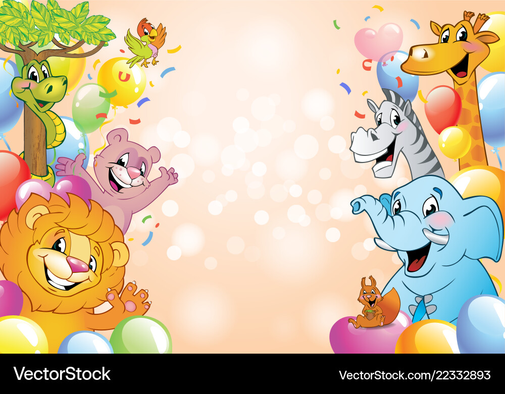 Cartoon cheerful animals holiday background Vector Image
