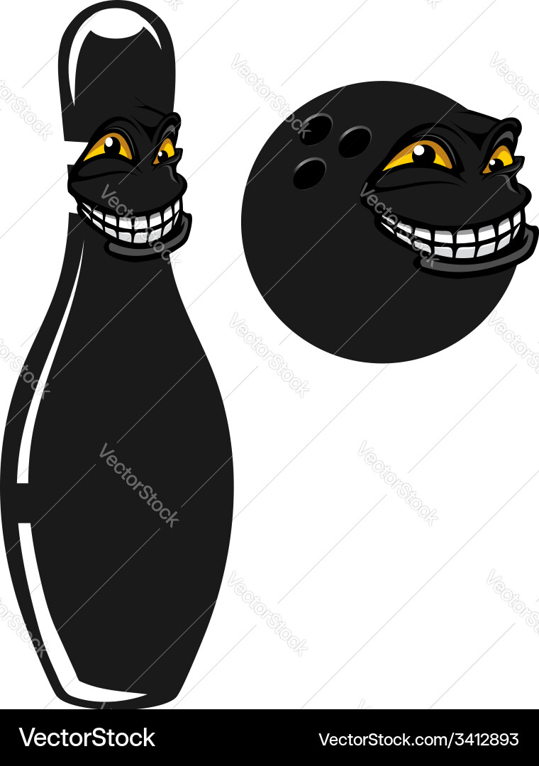 Cartoon pin and bowling ball Royalty Free Vector Image