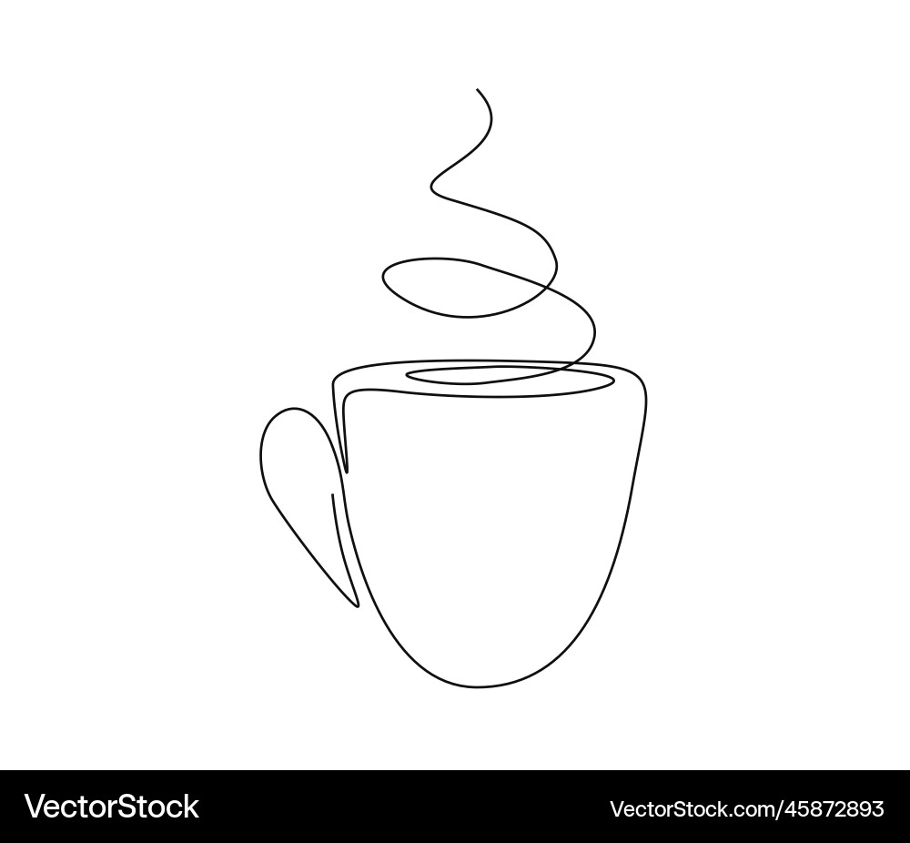 Continuous one line drawing a cup of coffee a cup Vector Image