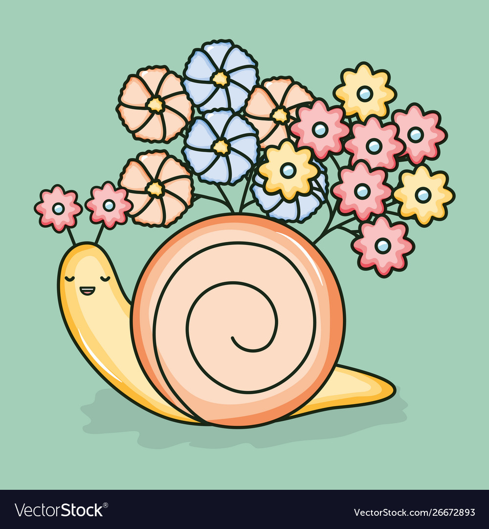Cute little snail kawaii character Royalty Free Vector Image