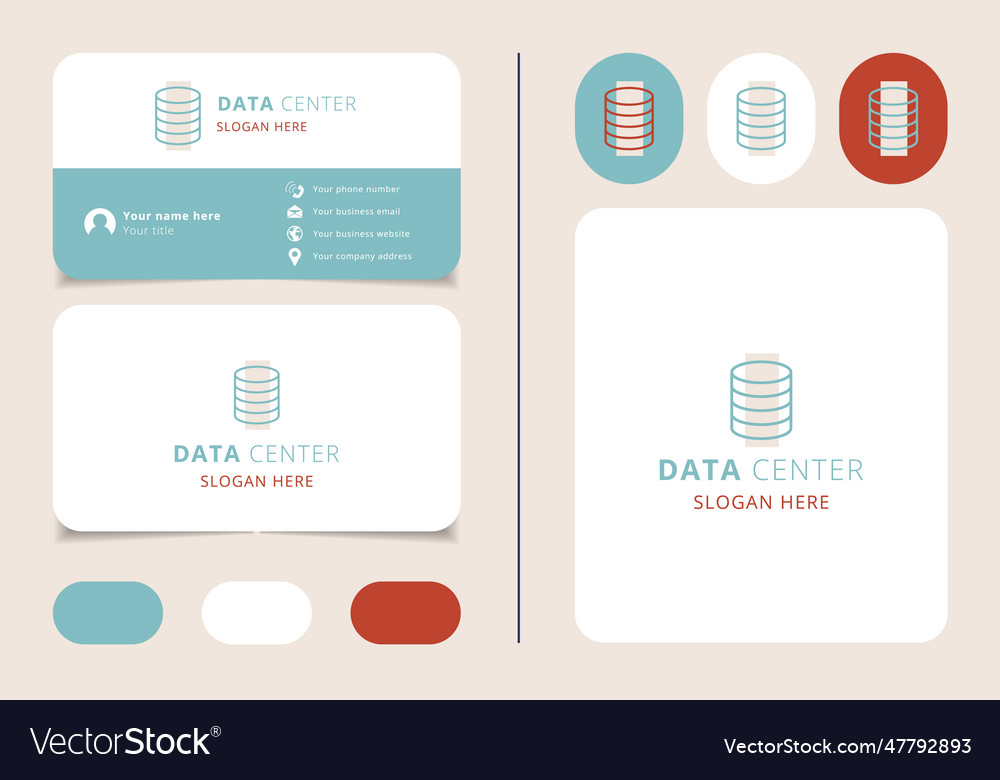 Data center logo design with editable slogan Vector Image