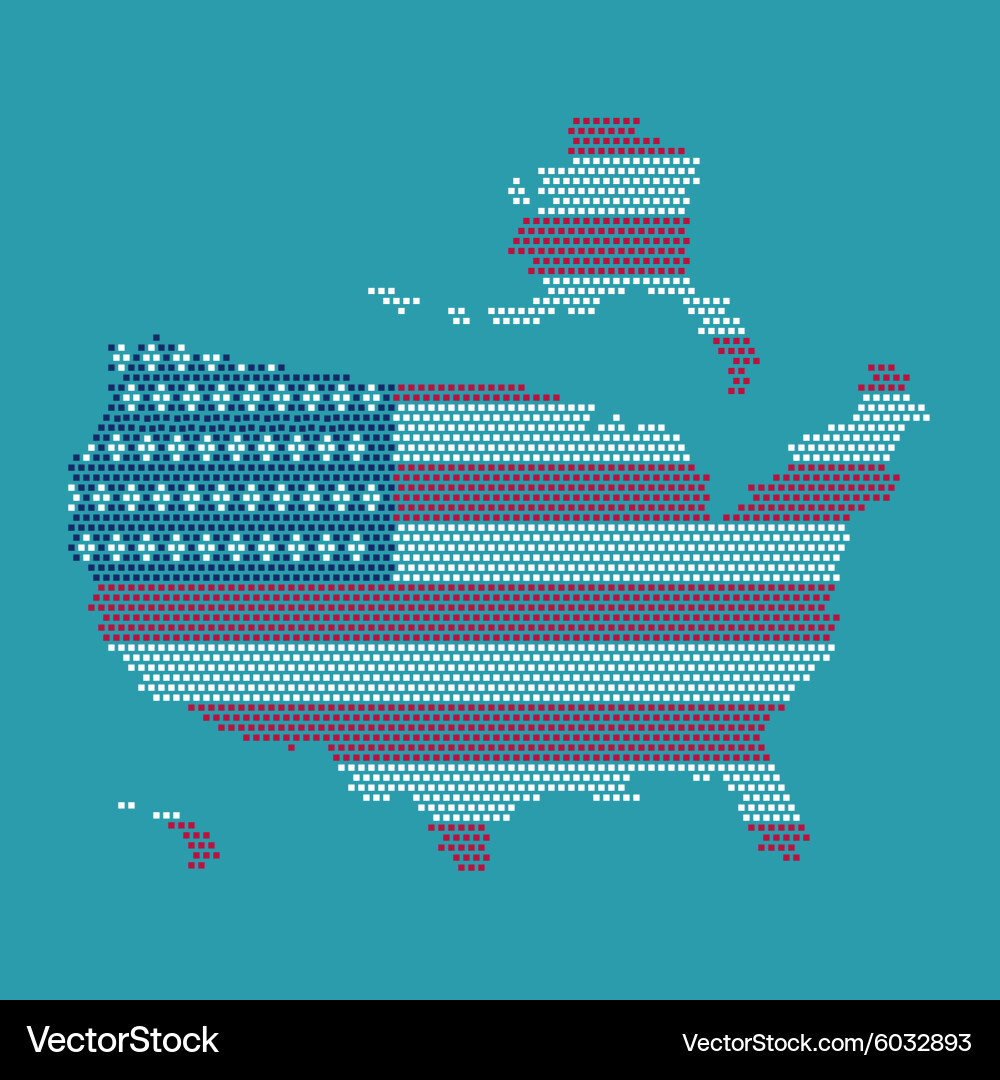 Dot and flag map of america Royalty Free Vector Image