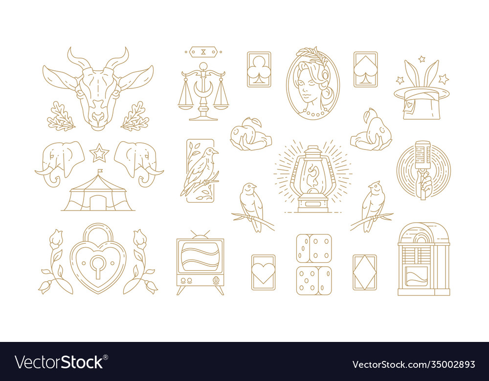 Esoteric and religious linear symbols set Vector Image