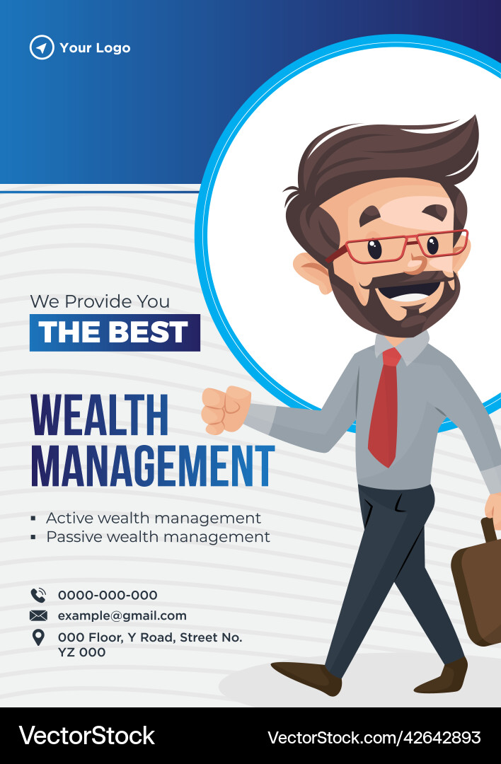 Flyer design of wealth management Royalty Free Vector Image