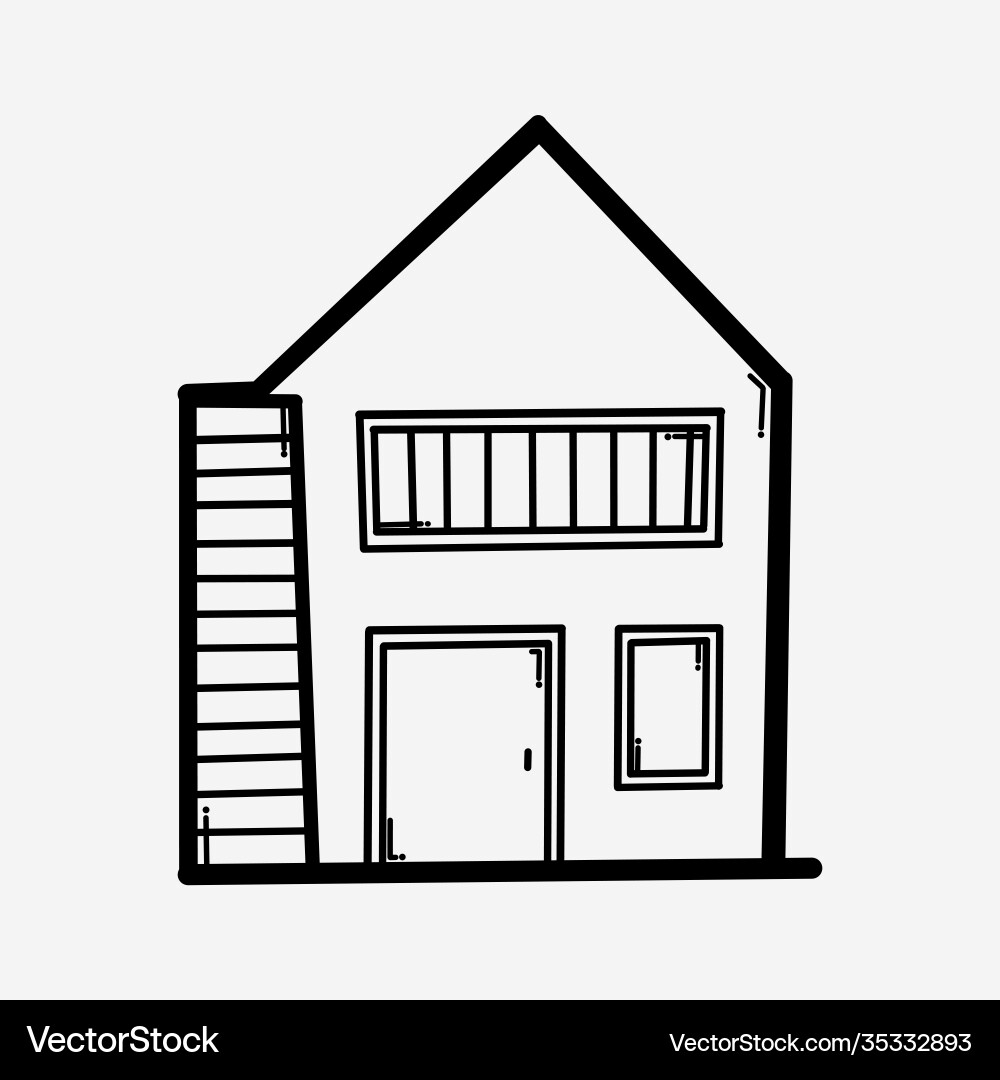 House building doodle icon drawing sketch hand Vector Image