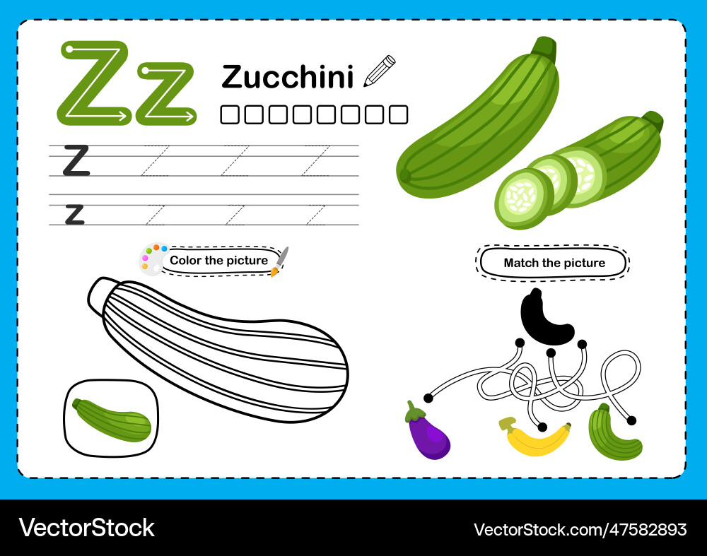 Isolated alphabet letter z-zucchini Royalty Free Vector
