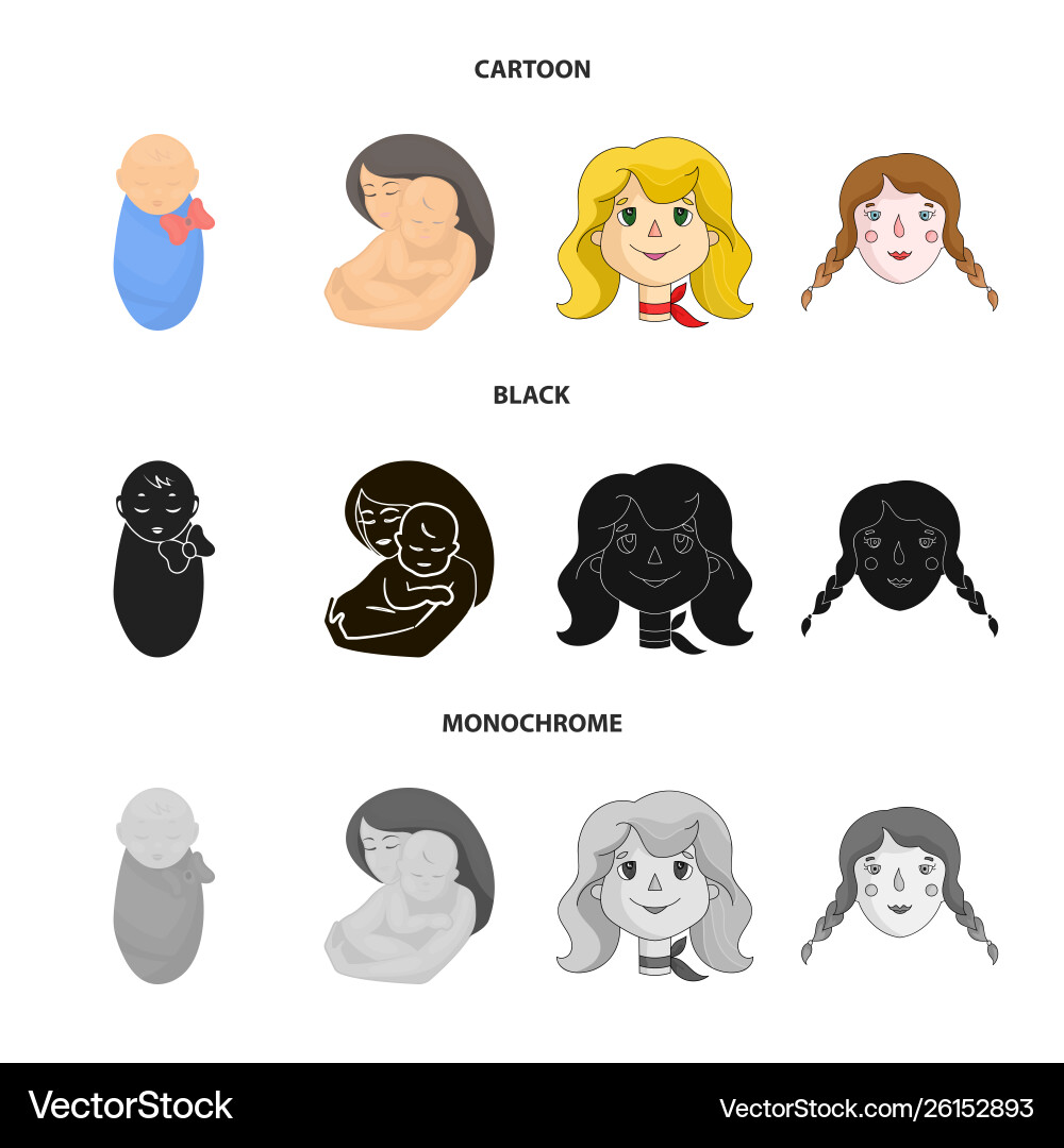 Isolated object girl and boy symbol set Royalty Free Vector