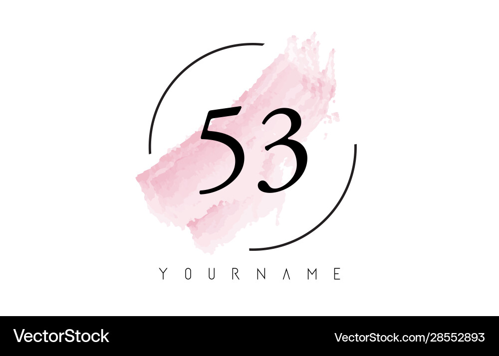 Number 53 watercolor stroke logo design Royalty Free Vector