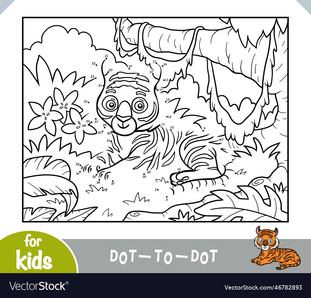 Numbers game education game for children tiger Vector Image