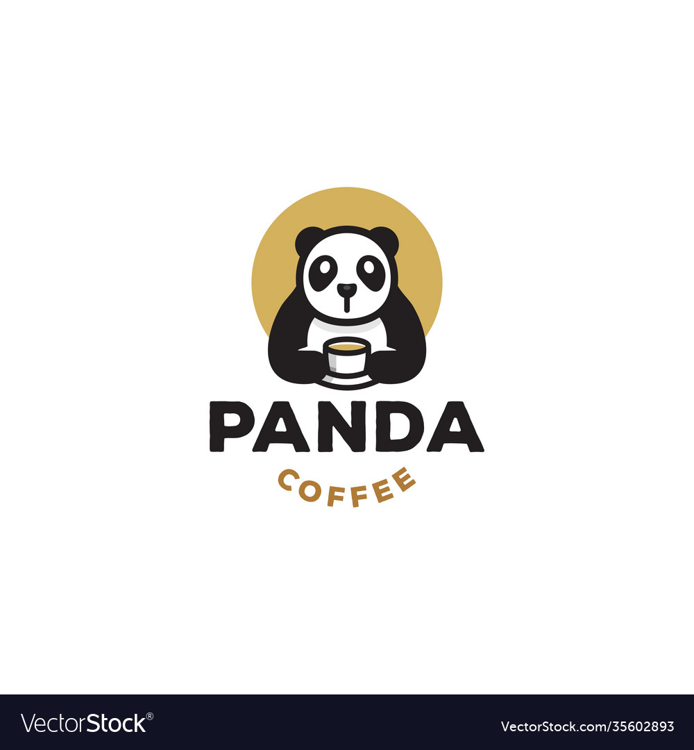 Panda coffee logo design icon cute Royalty Free Vector Image