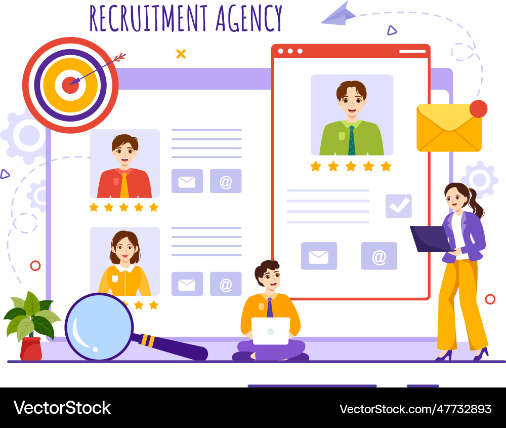 Recruitment agency with managers searching Vector Image